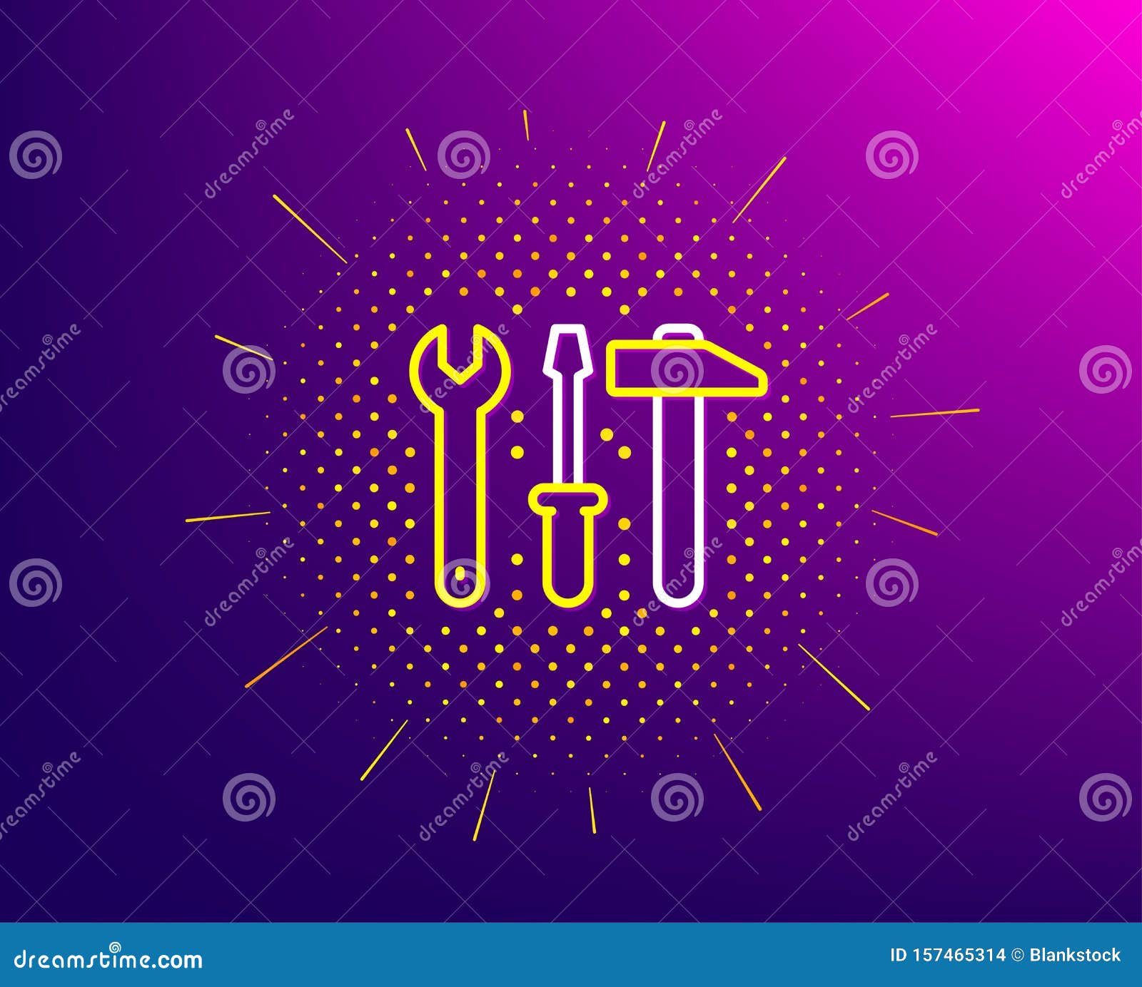 Spanner, Hammer and Screwdriver Line Icon. Repair Service Sign. Vector ...