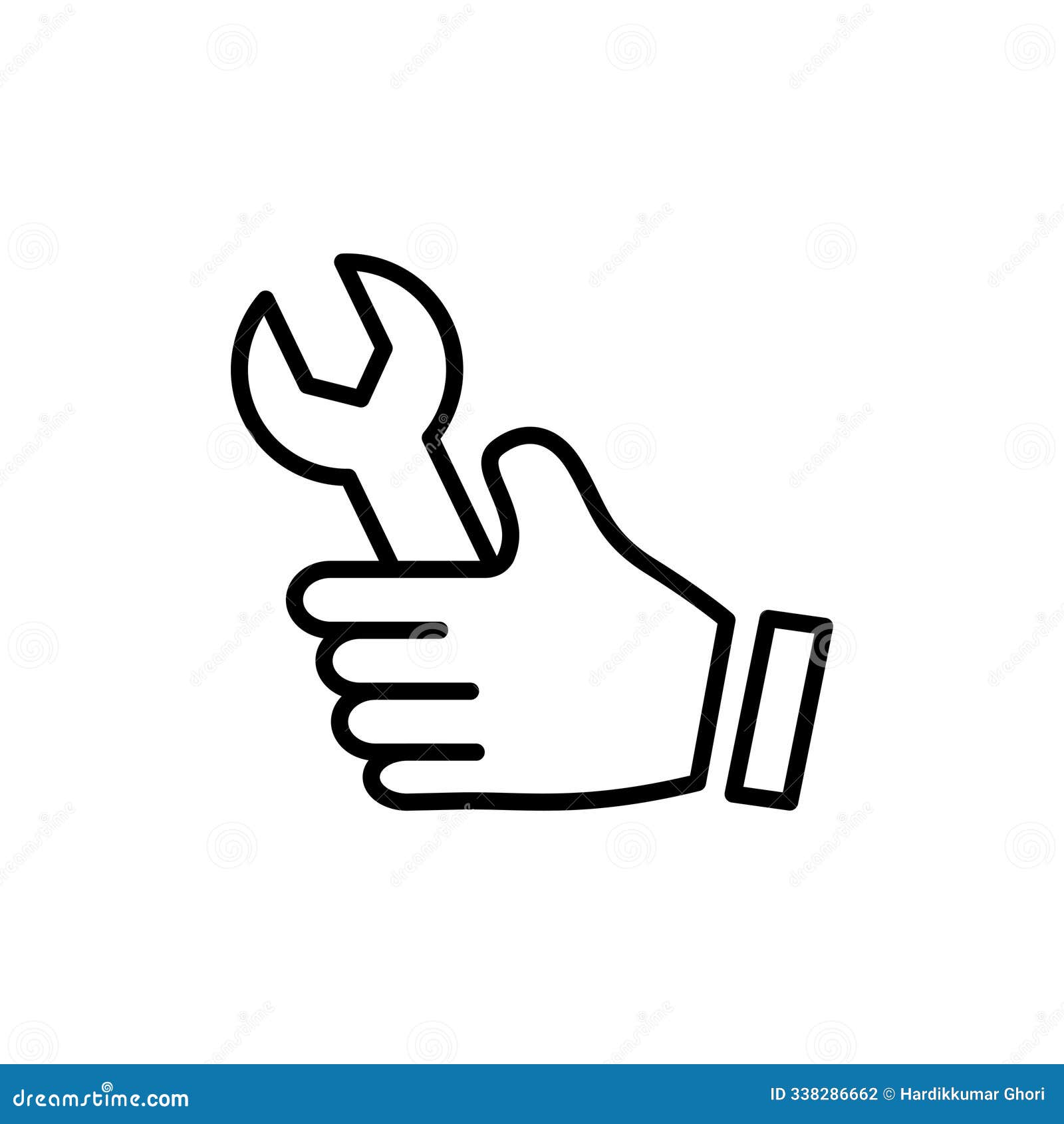 Spanner in hand icon stock vector. Illustration of graphic - 338286662