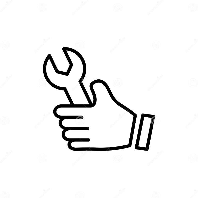Spanner in hand icon stock vector. Illustration of graphic - 338286662
