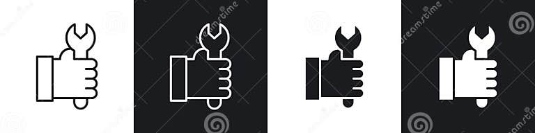 Spanner in hand icon stock illustration. Illustration of hand - 341277857