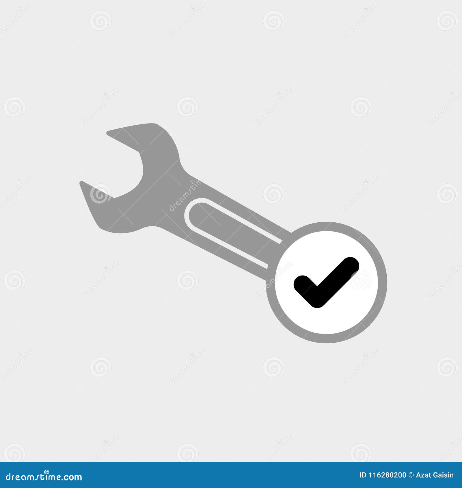 Spanner Icon with Check Sign. Spanner Icon and Approved, Confirm, Done ...