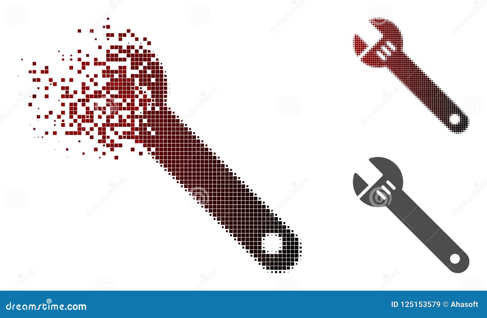 Dispersed Pixel Halftone Spanner Icon Stock Vector - Illustration of ...