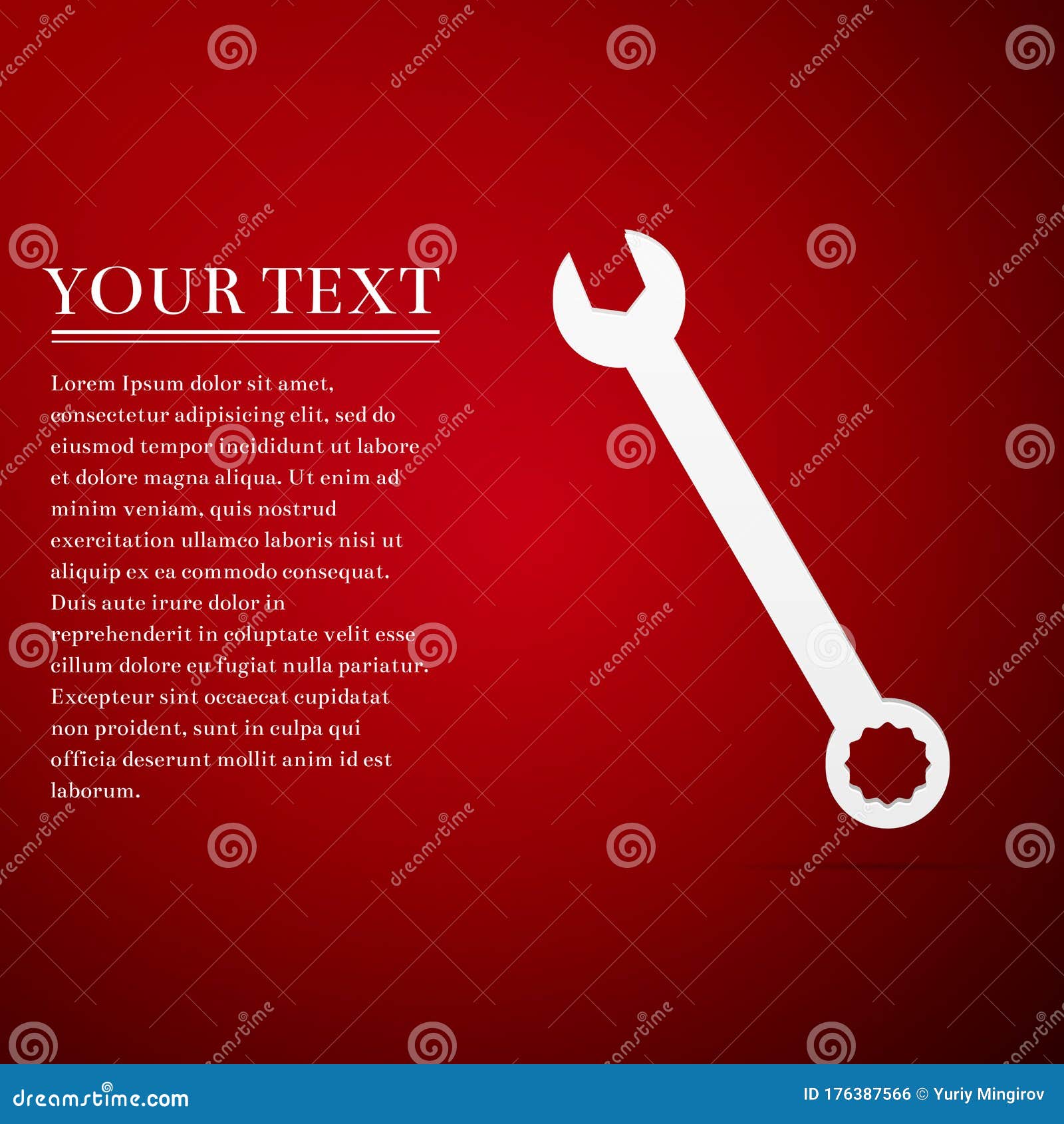 Spanner icon on red stock vector. Illustration of graphic - 176387566