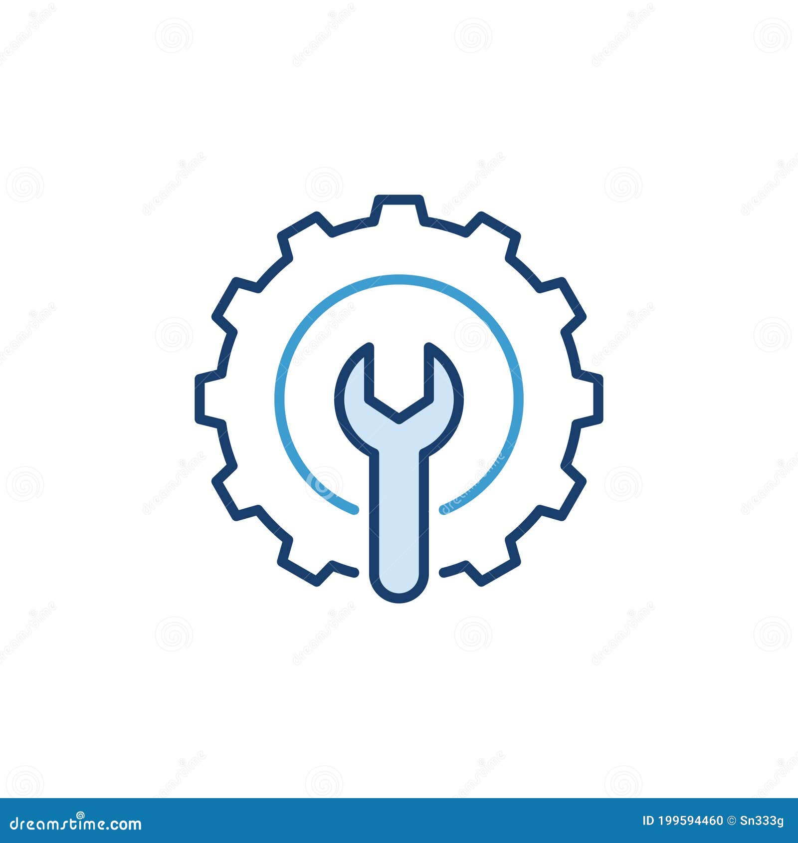 Spanner Inside Cog Wheel Icon. Settings Vector Symbol Stock Vector ...