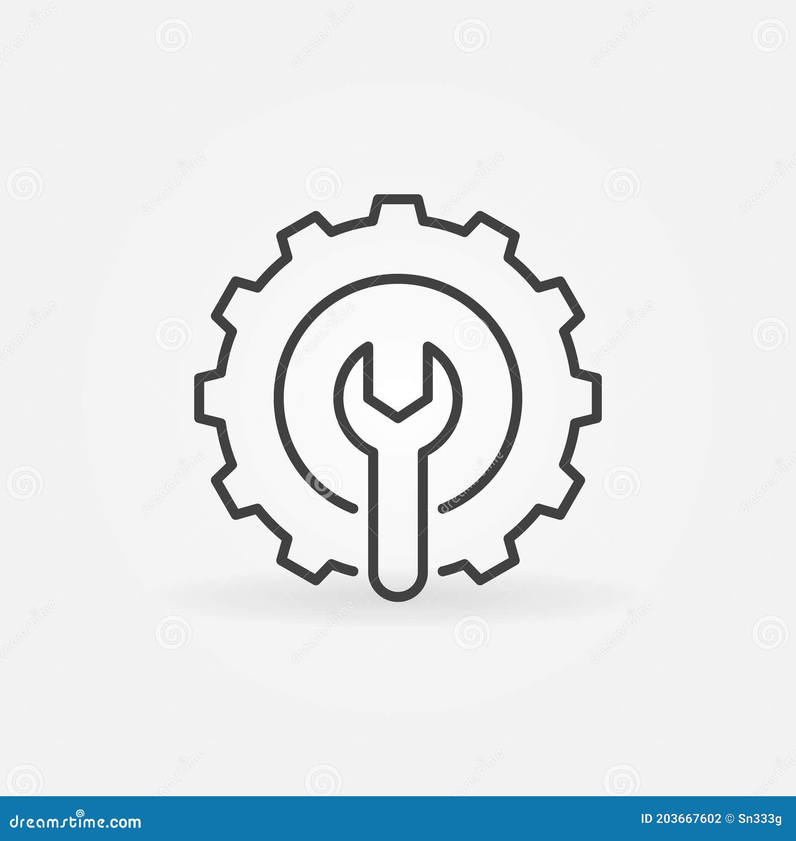 Spanner Inside Gear Linear Icon. Settings Vector Sign Stock Vector ... Spanner Inside Gear Linear Icon. Settings Vector Sign Stock Vector ...