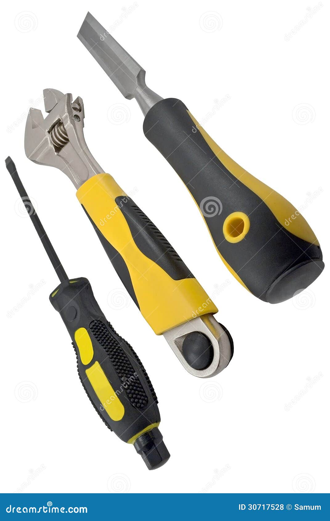 Spanner, Large Screwdriver and Chisel Stock Photo - Image of shiny ...