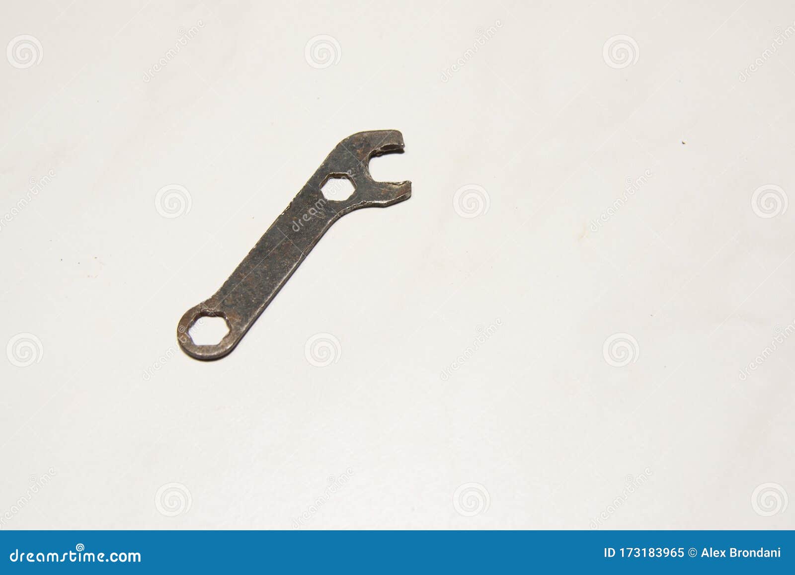 Spanner Made of Antique Metal Isolated Stock Image - Image of isolated ...