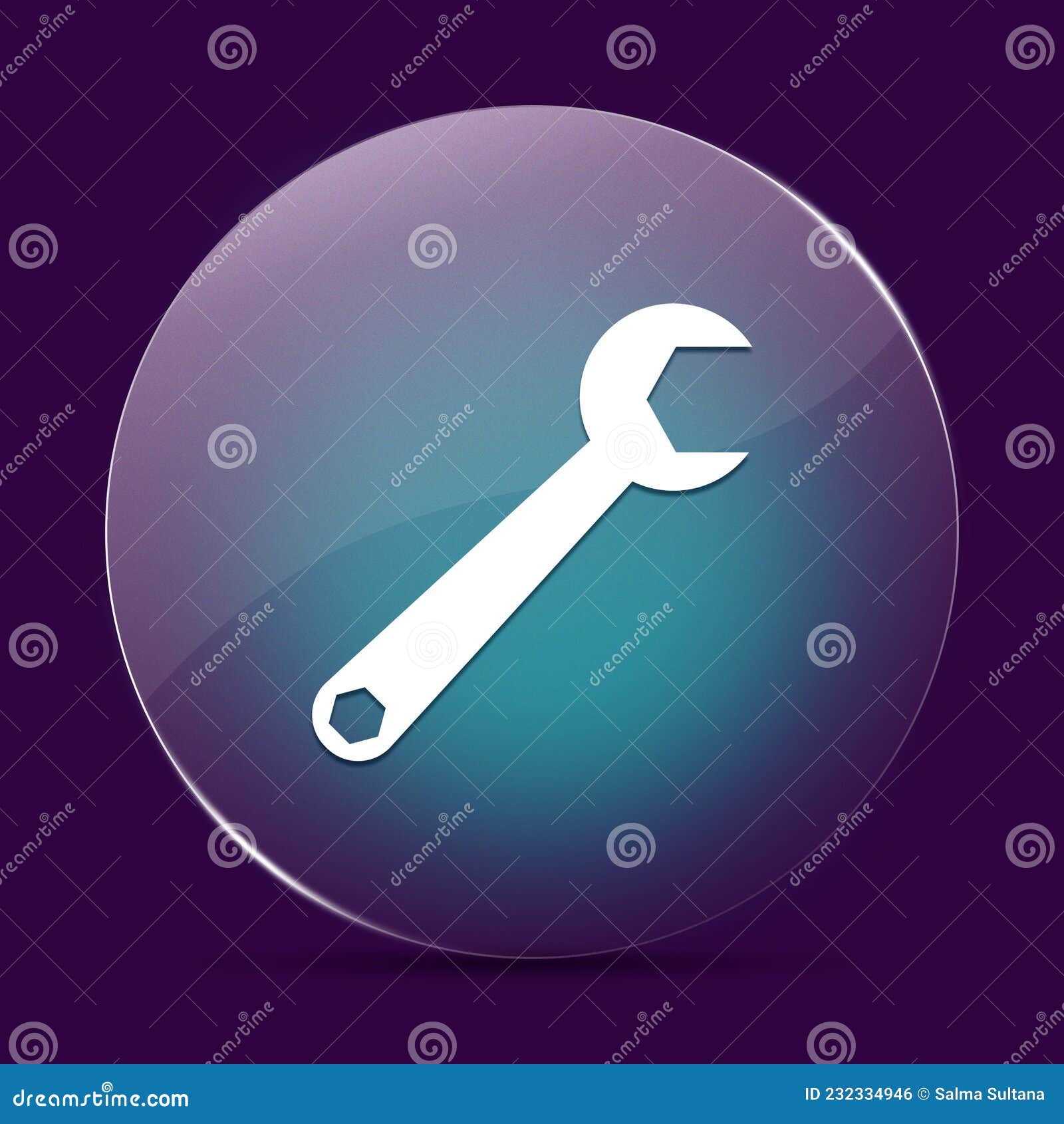 Spanner Moonlight Glass Round Button Abstract on a Dark Purple ...