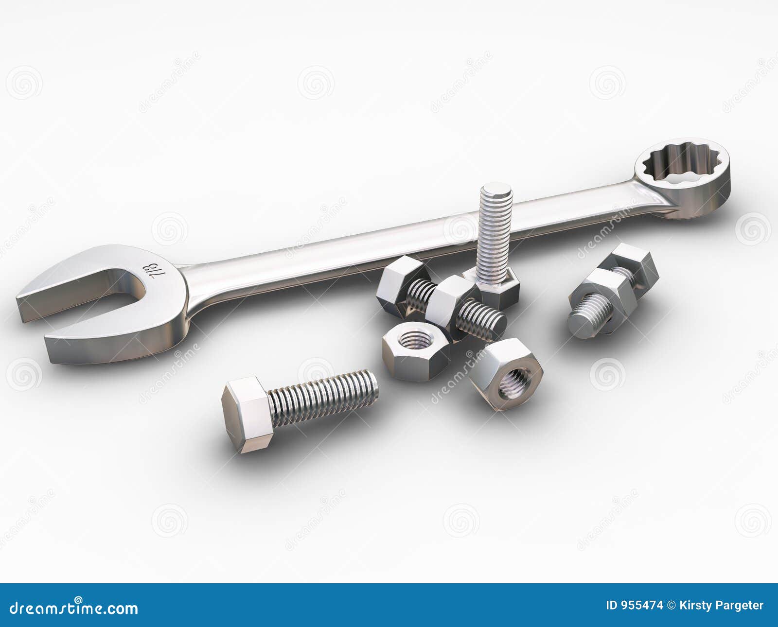 Spanner, nuts and bolts stock illustration. Illustration of metal - 955474