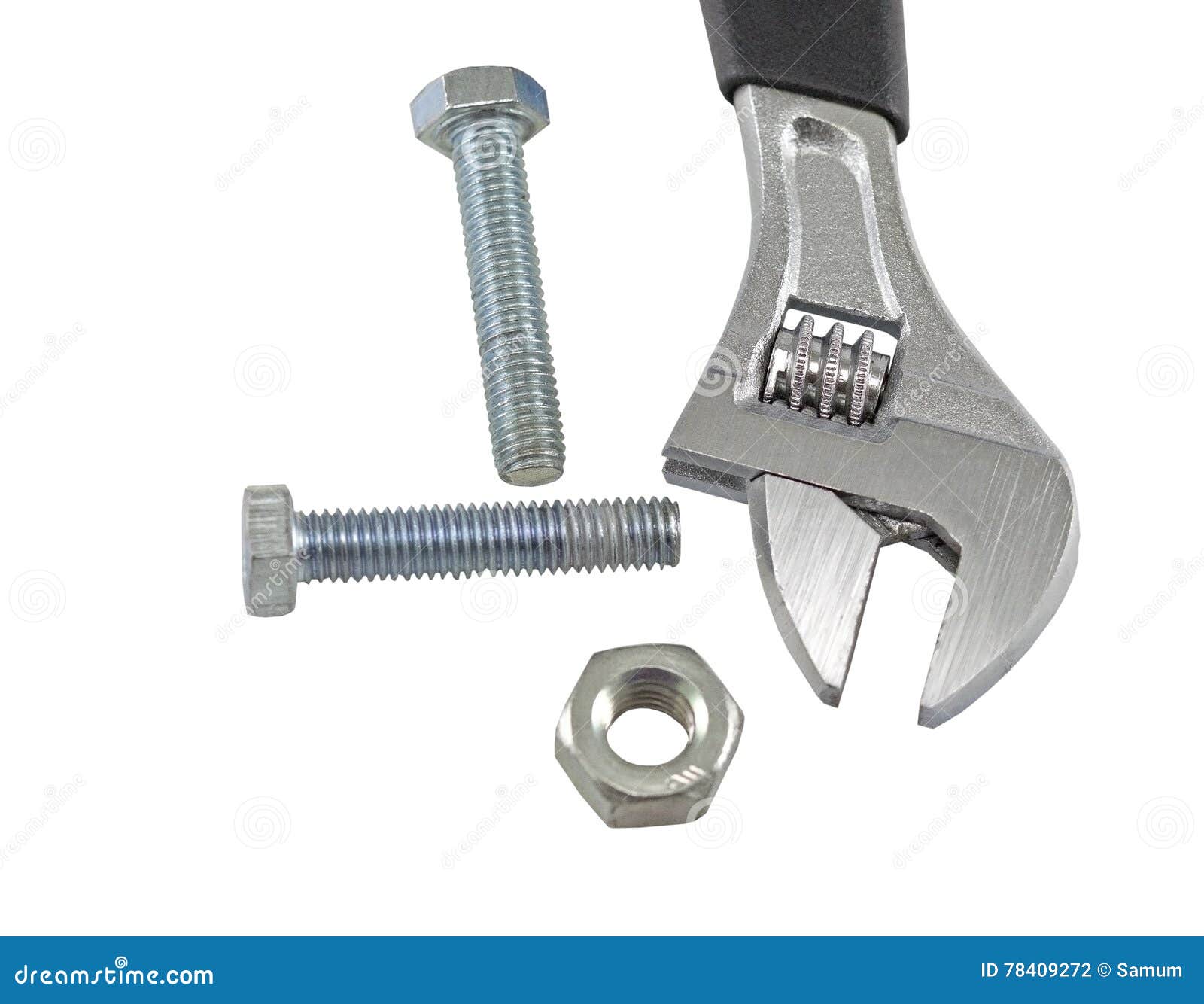 Spanner with Nuts and Bolts Stock Photo - Image of hand, equipment ...