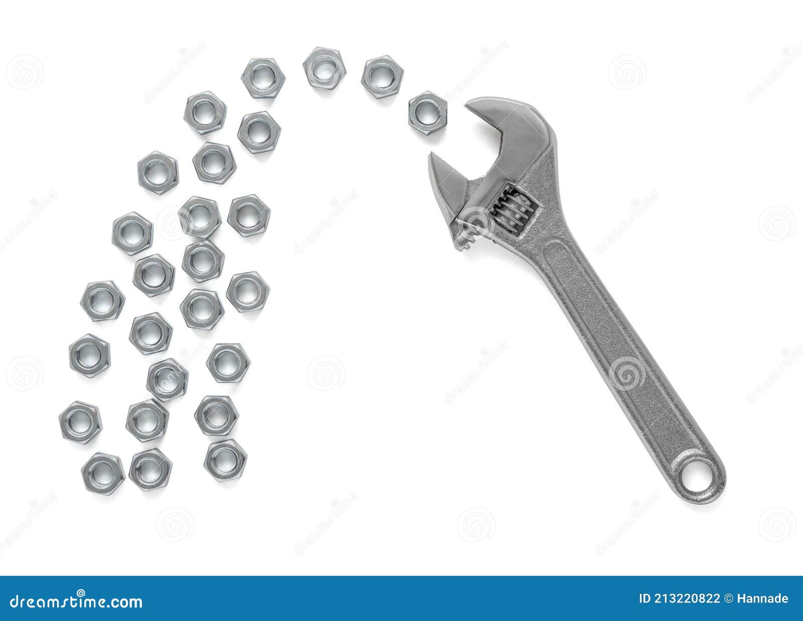 Spanner and nuts stock photo. Image of mechanical, hand - 213220822