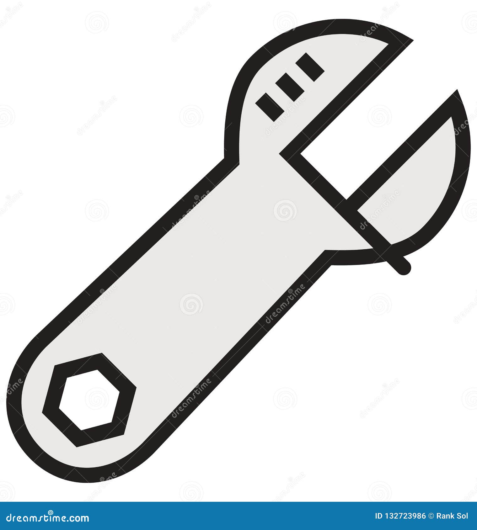 Spanner Outline and Filled Isolated Vector Icon that Can Be Easily ...