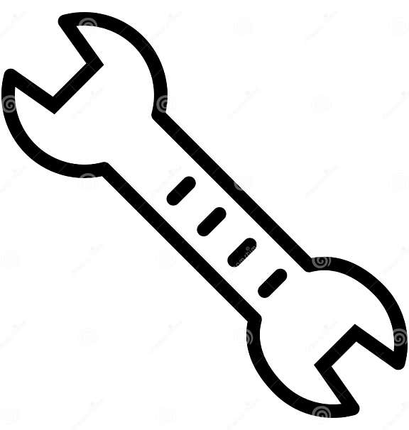 Spanner Outline and Filled Isolated Vector Icon that Can Be Easily ...