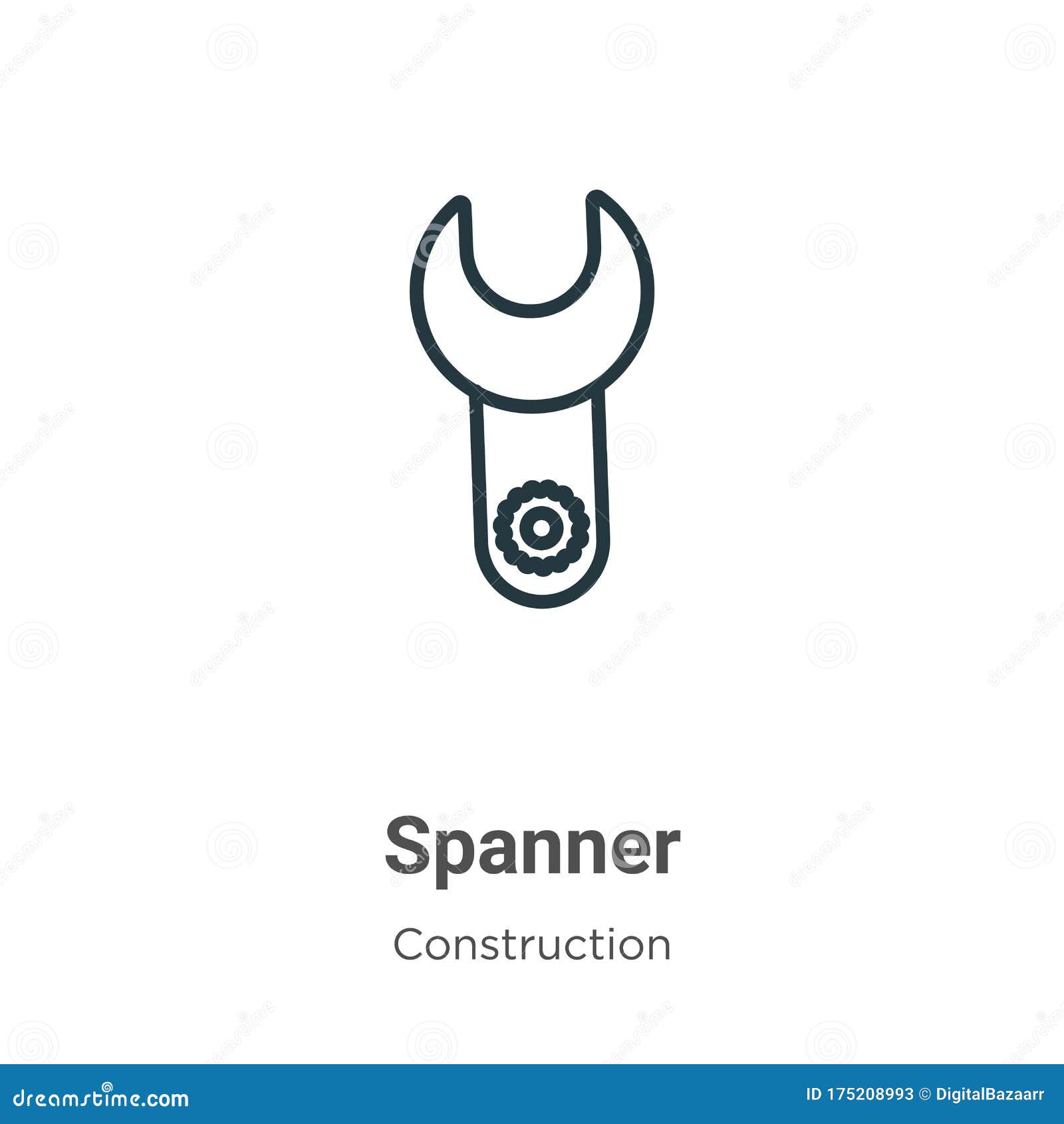 Spanner Outline Vector Icon. Thin Line Black Spanner Icon, Flat Vector ...