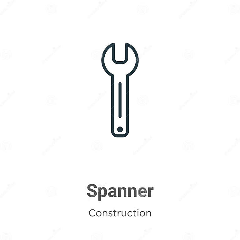 Spanner Outline Vector Icon. Thin Line Black Spanner Icon, Flat Vector ...