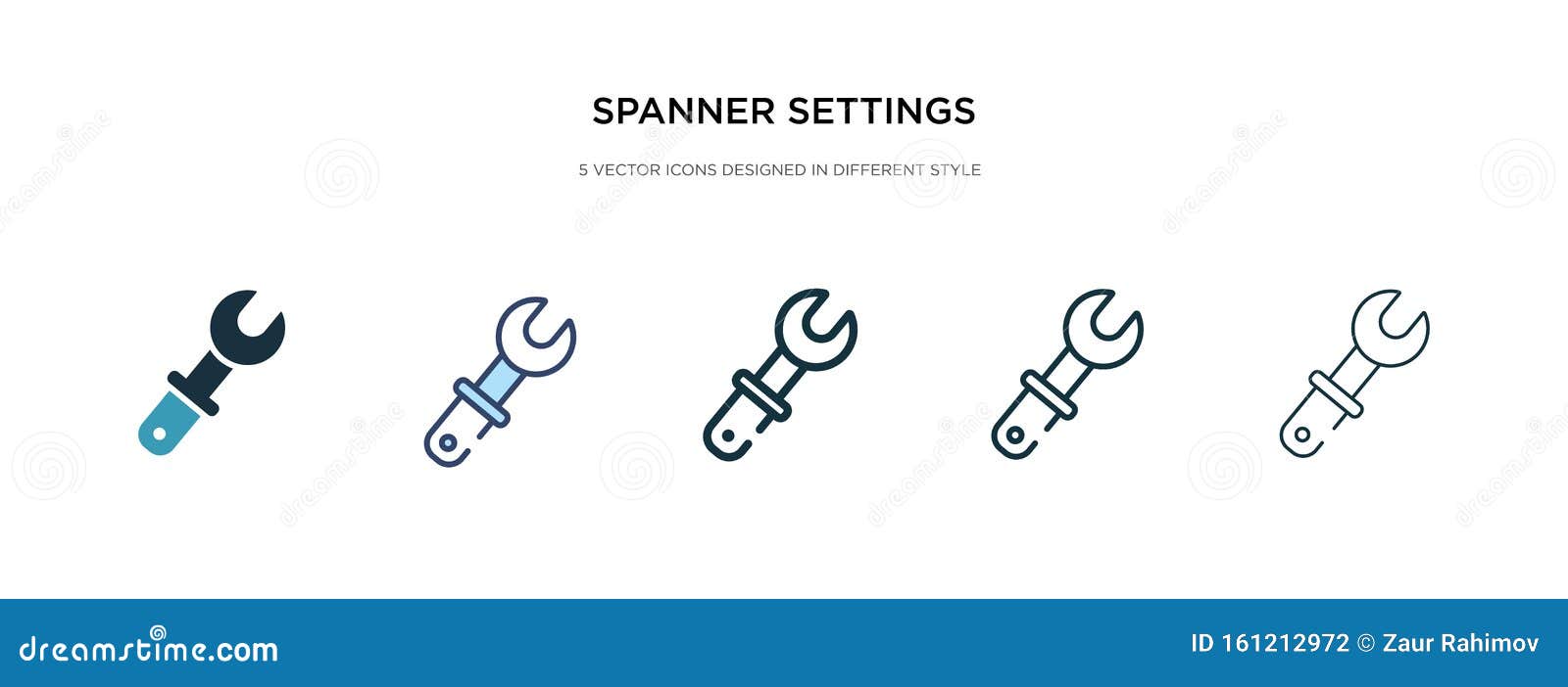 Spanner Settings Button Icon in Different Style Vector Illustration ...