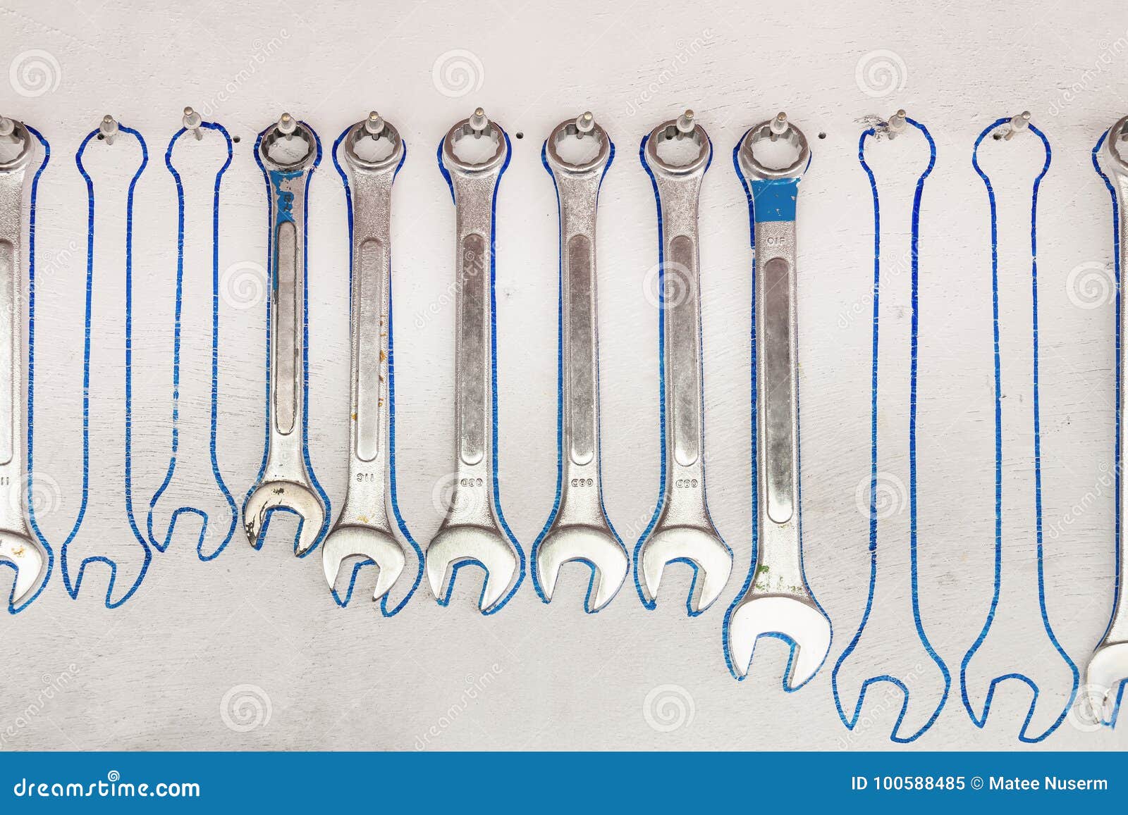 Spanner shadow board stock image. Image of factory, holder - 100588485