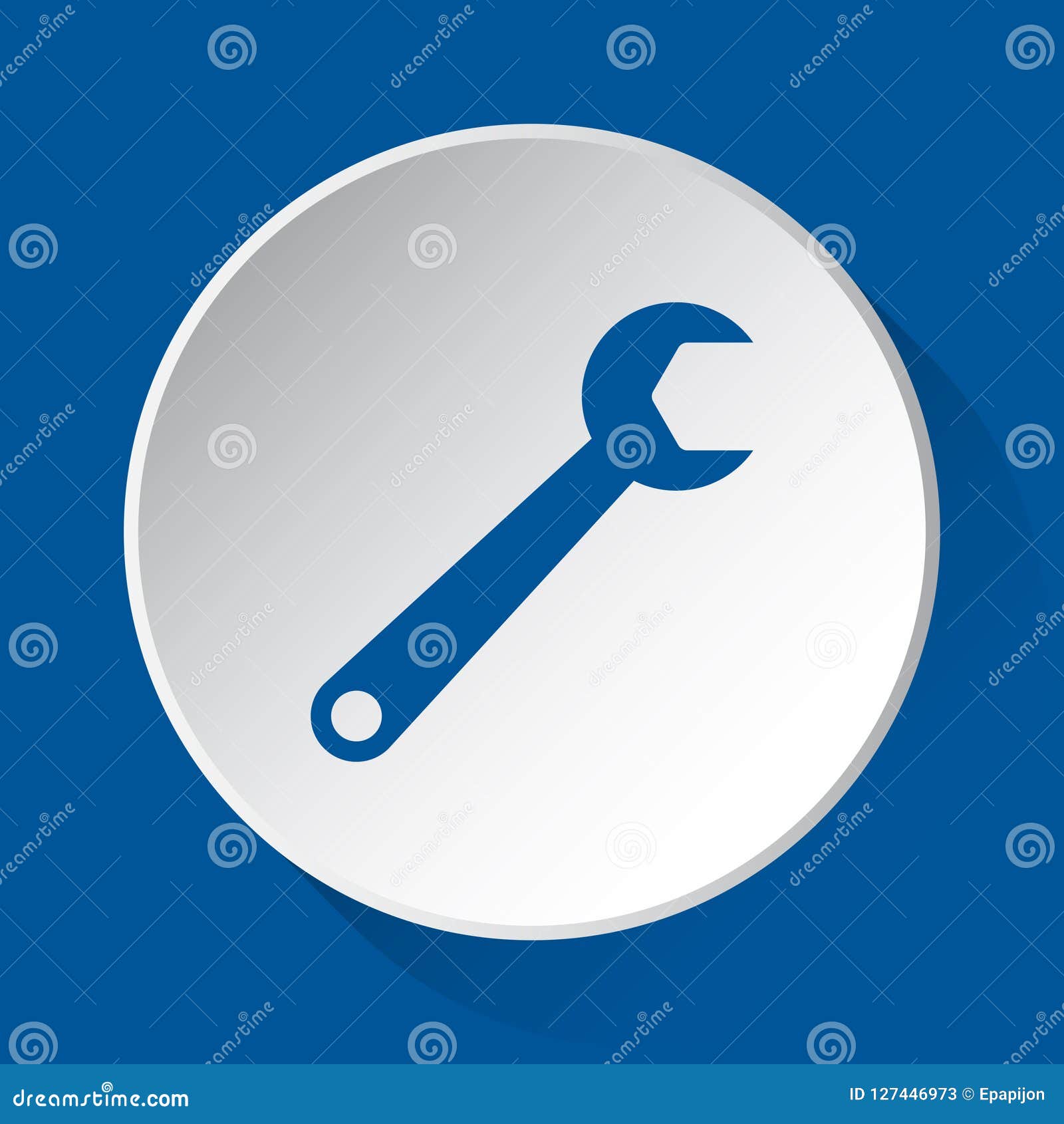 Spanner, Simple Blue Icon on White Button Stock Vector - Illustration ...