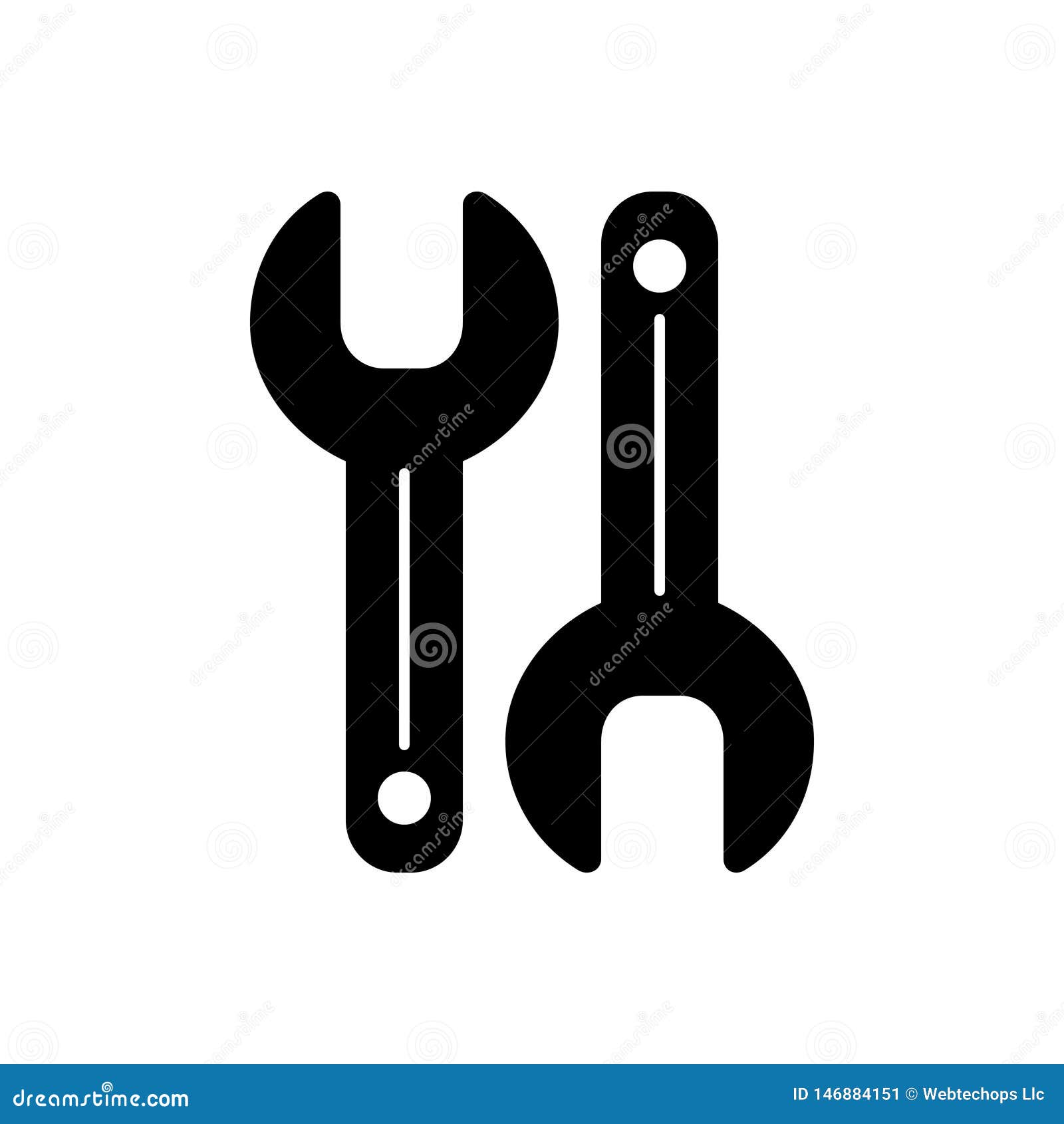 Black Solid Icon for Spanner, Wrench and Mechanical Stock Vector ...