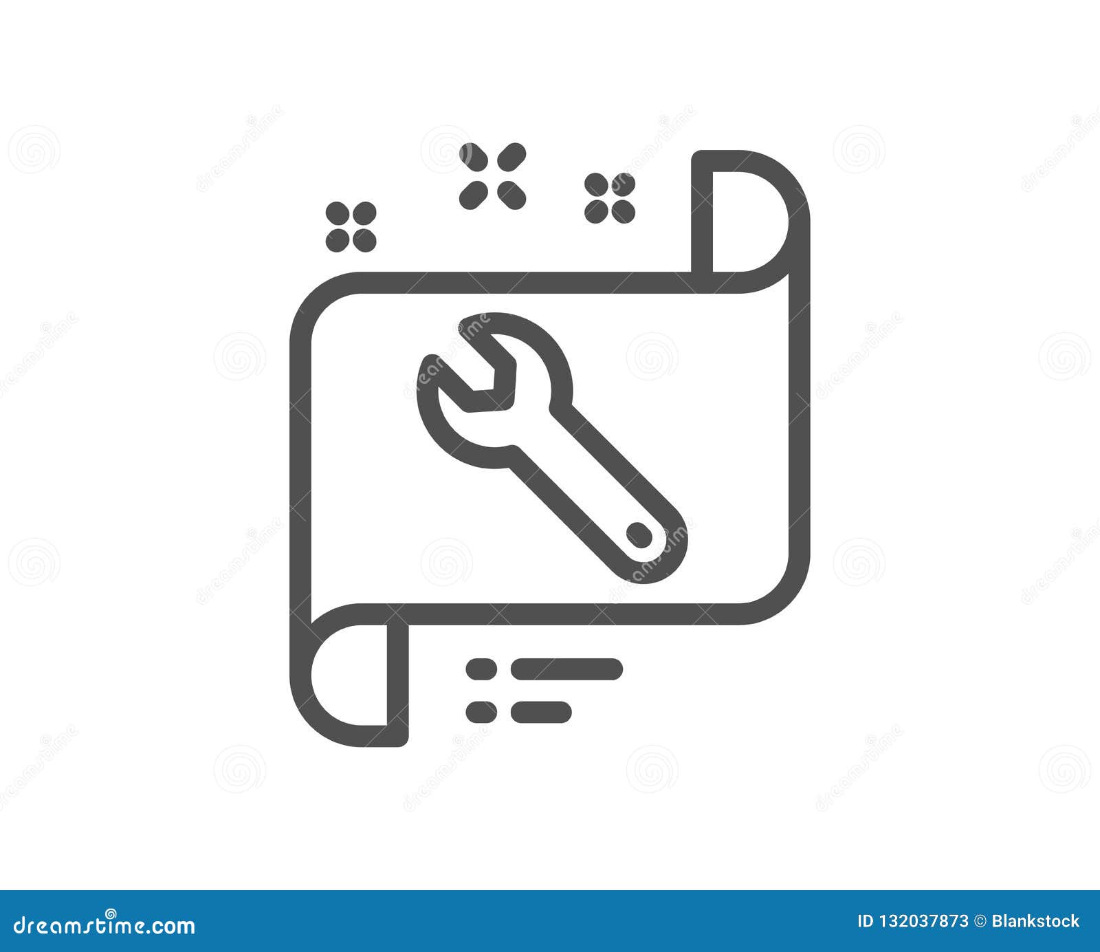 Spanner Tool Line Icon. Repair Service Blueprint Sign. Vector Stock ...