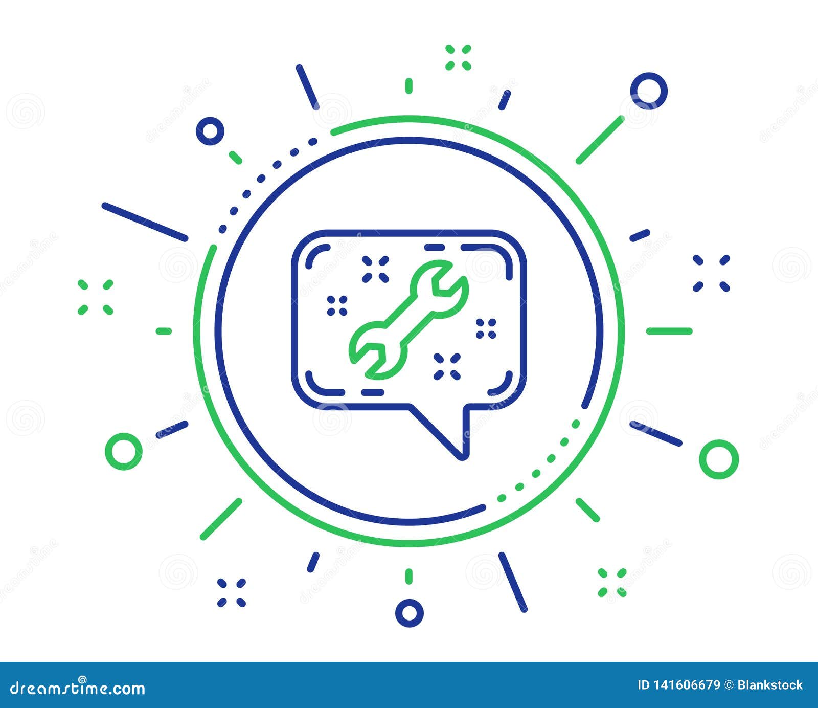 Spanner Tool Line Icon. Repair Service Chat Sign. Vector Stock Vector ...
