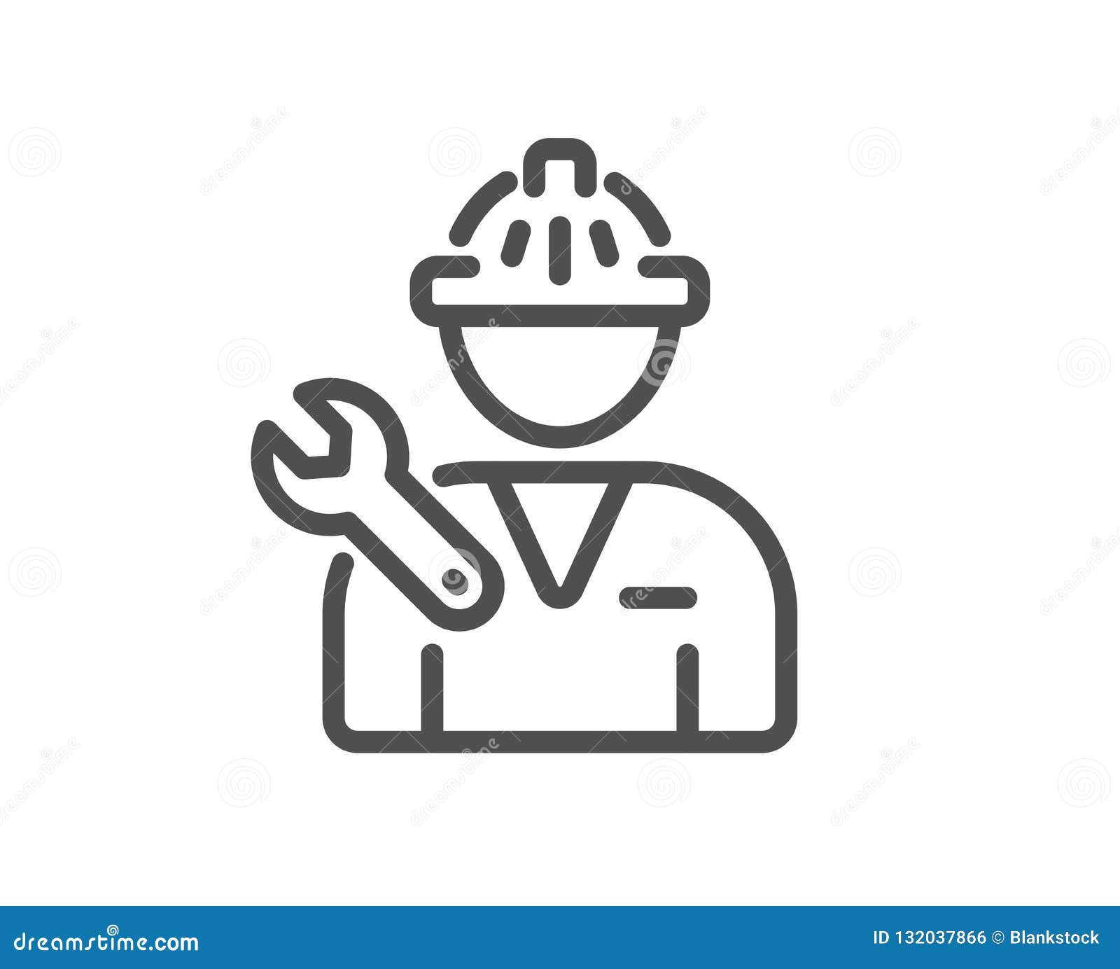 Spanner Tool Line Icon. Repairman Service Sign. Vector Stock Vector ...