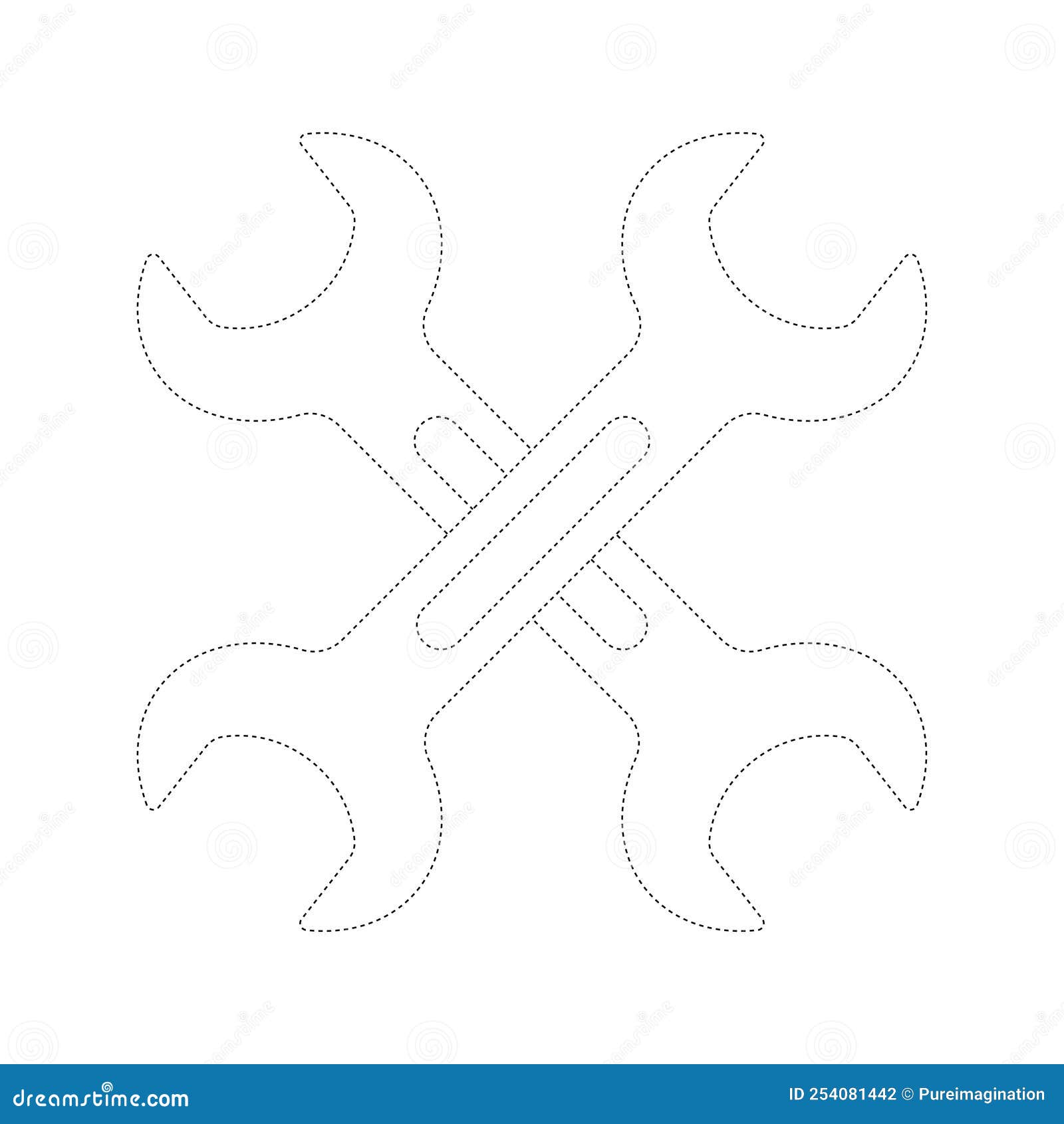 Spanner Tracing Worksheet for Kids Stock Vector - Illustration of baby ...