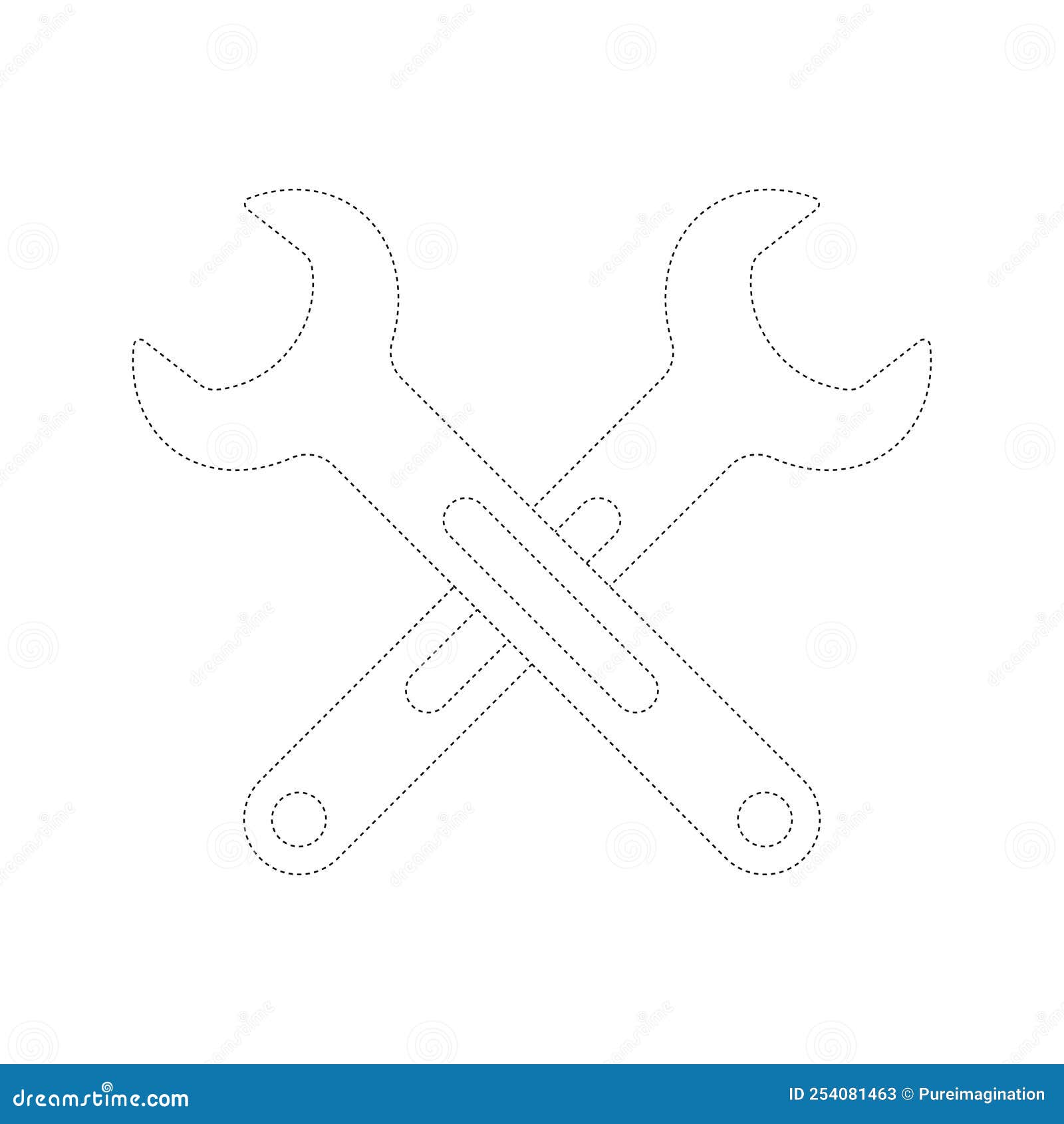 Spanner Tracing Worksheet for Kids Stock Vector - Illustration of home ...