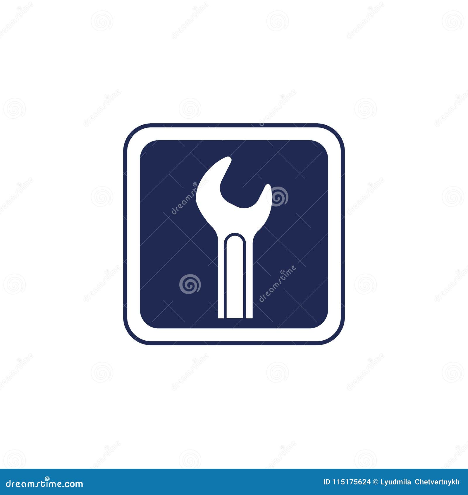 Spanner web icon. stock vector. Illustration of label - 115175624