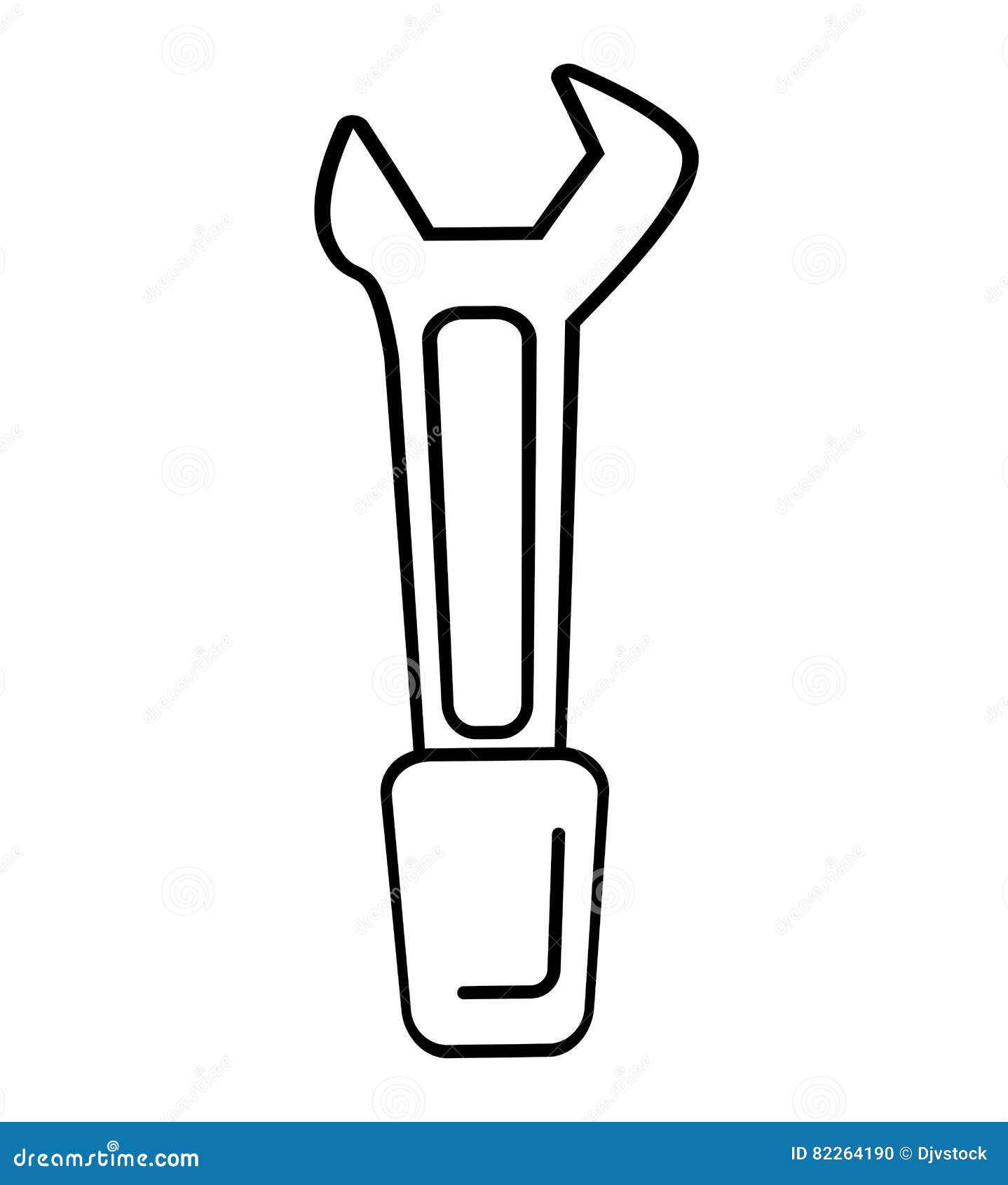 Spanner Wrench Mechanic Tool Outline Stock Illustration - Illustration ...