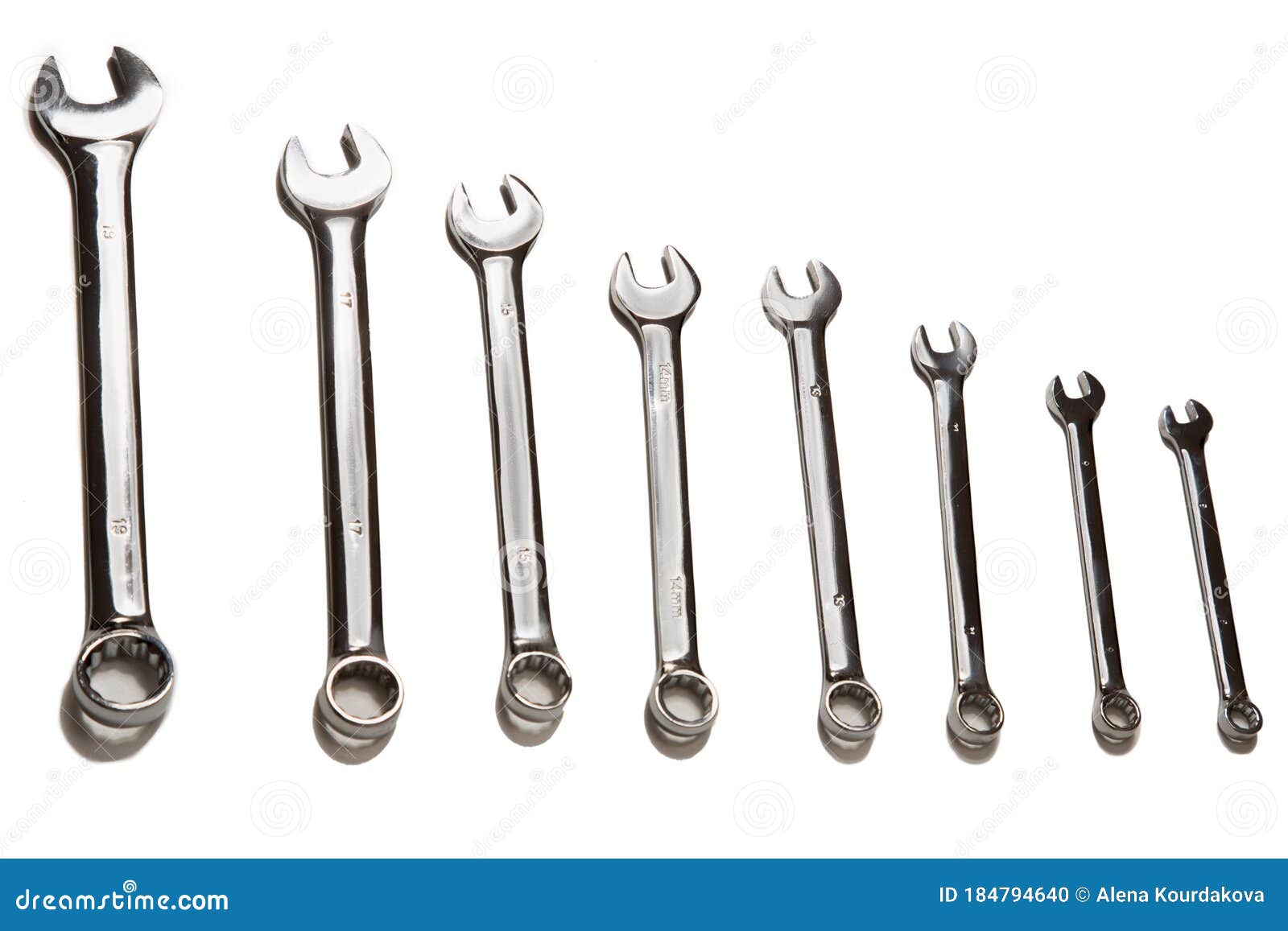 Spanners. Different Sizes. Isolated on White Background Stock Photo ...