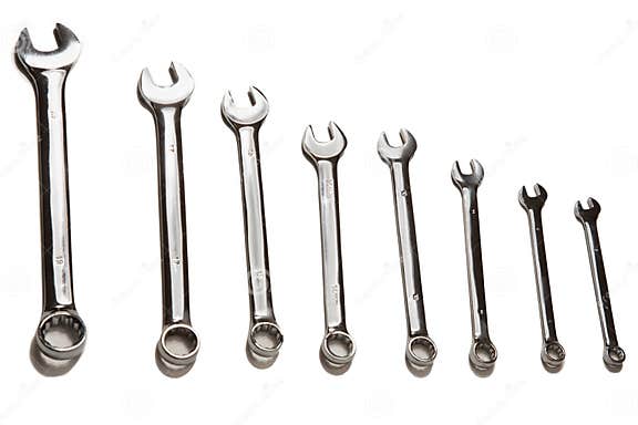 Spanners. Different Sizes. Isolated on White Background Stock Photo ...