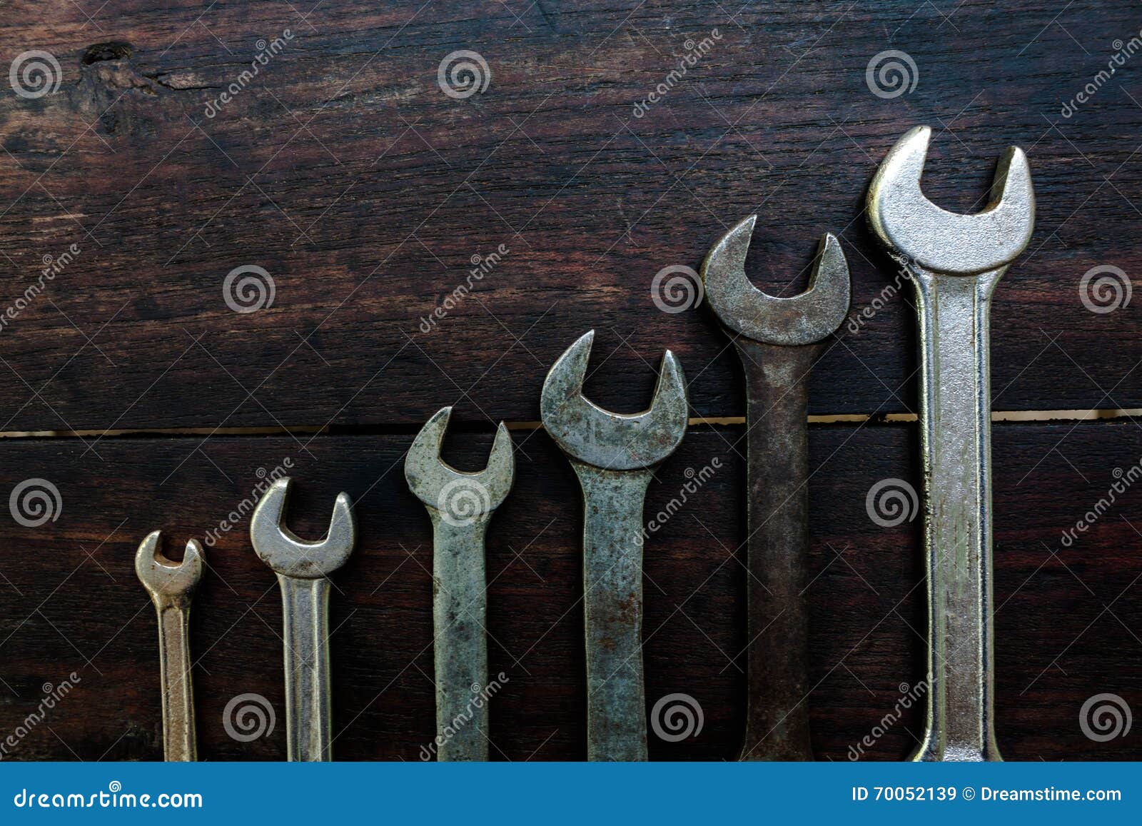 Spanners of Various Sizes on the Wooden Stock Image - Image of handyman ...