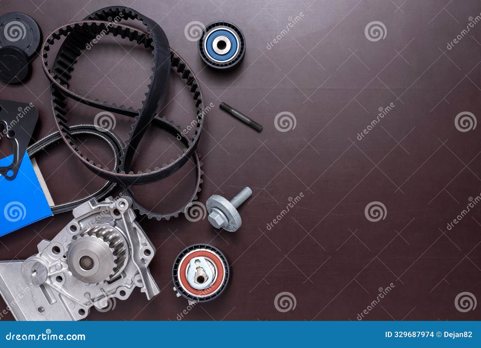 Kit of Timing Belt with Rollers and Pump Stock Photo - Image of steel ...