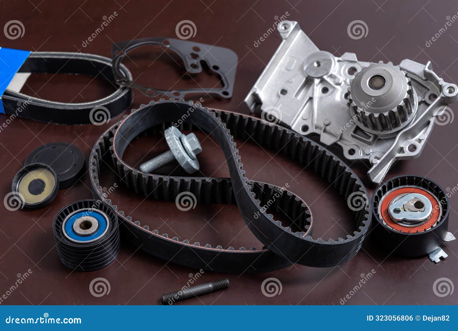 Kit of Timing Belt with Rollers and Pump Stock Photo - Image of service ...