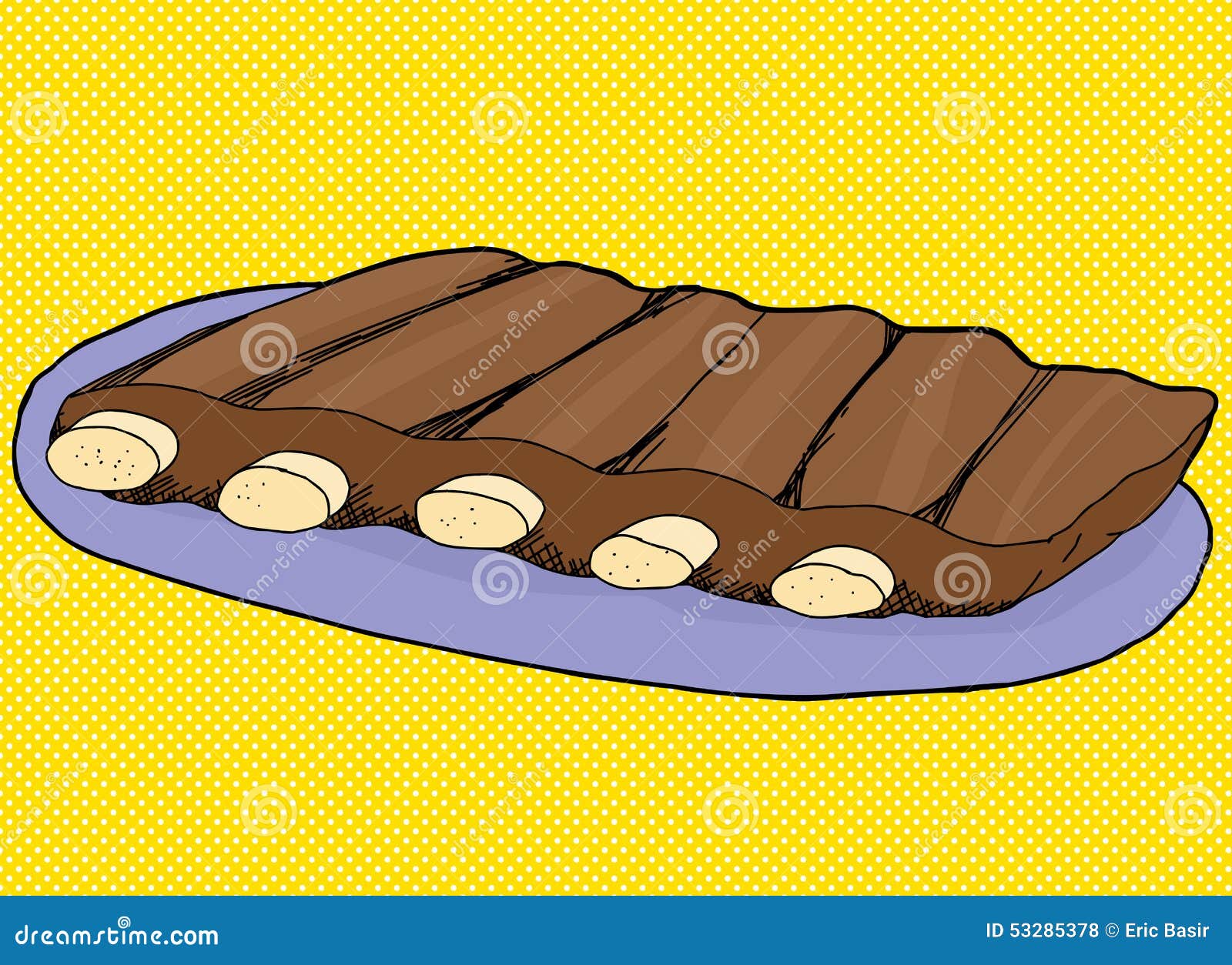 Spare Ribs on Blue Plate stock illustration. Illustration of doodle ...
