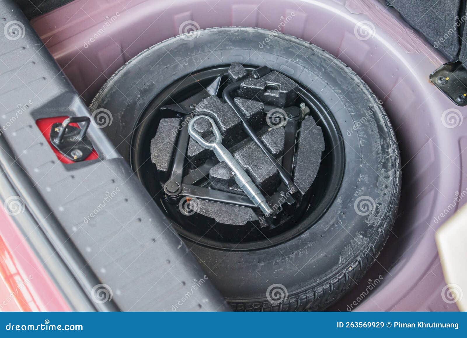 Spare Tire in the Modern Compact Car Stock Image - Image of industry ...