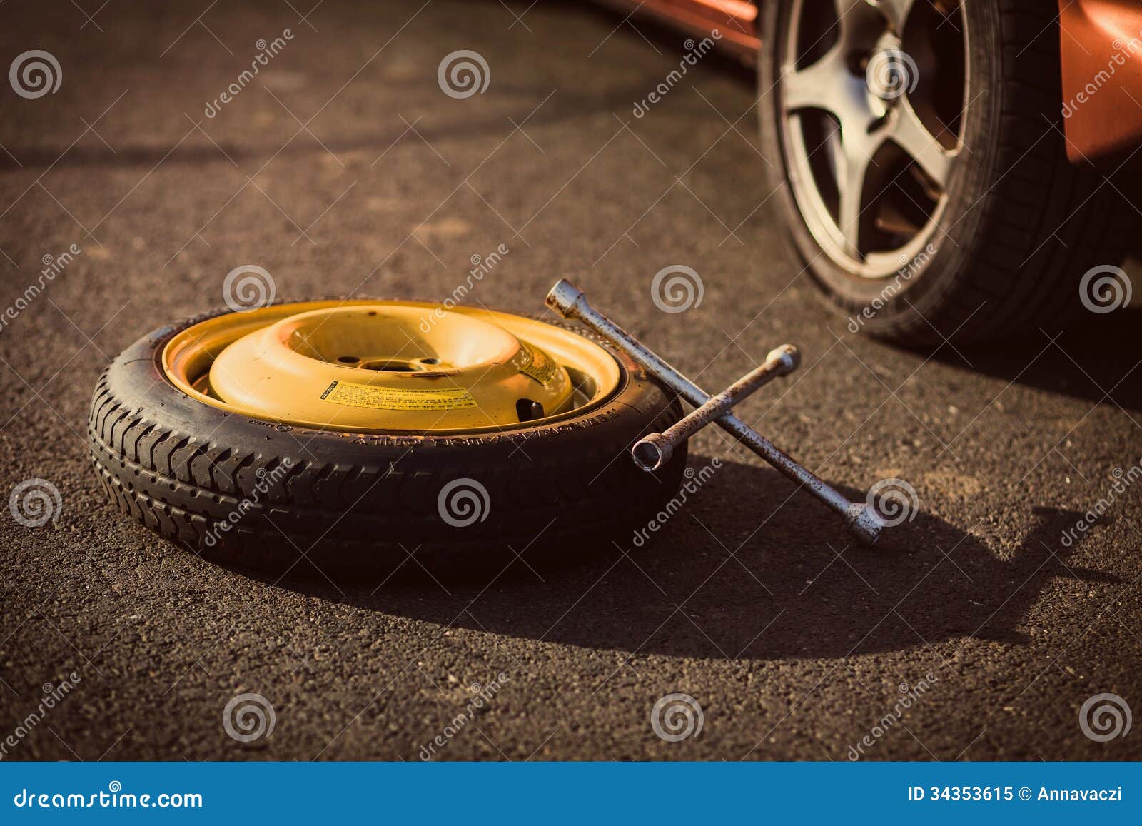 Spare wheel of a car stock image. Image of vehicle, breakdown - 34353615