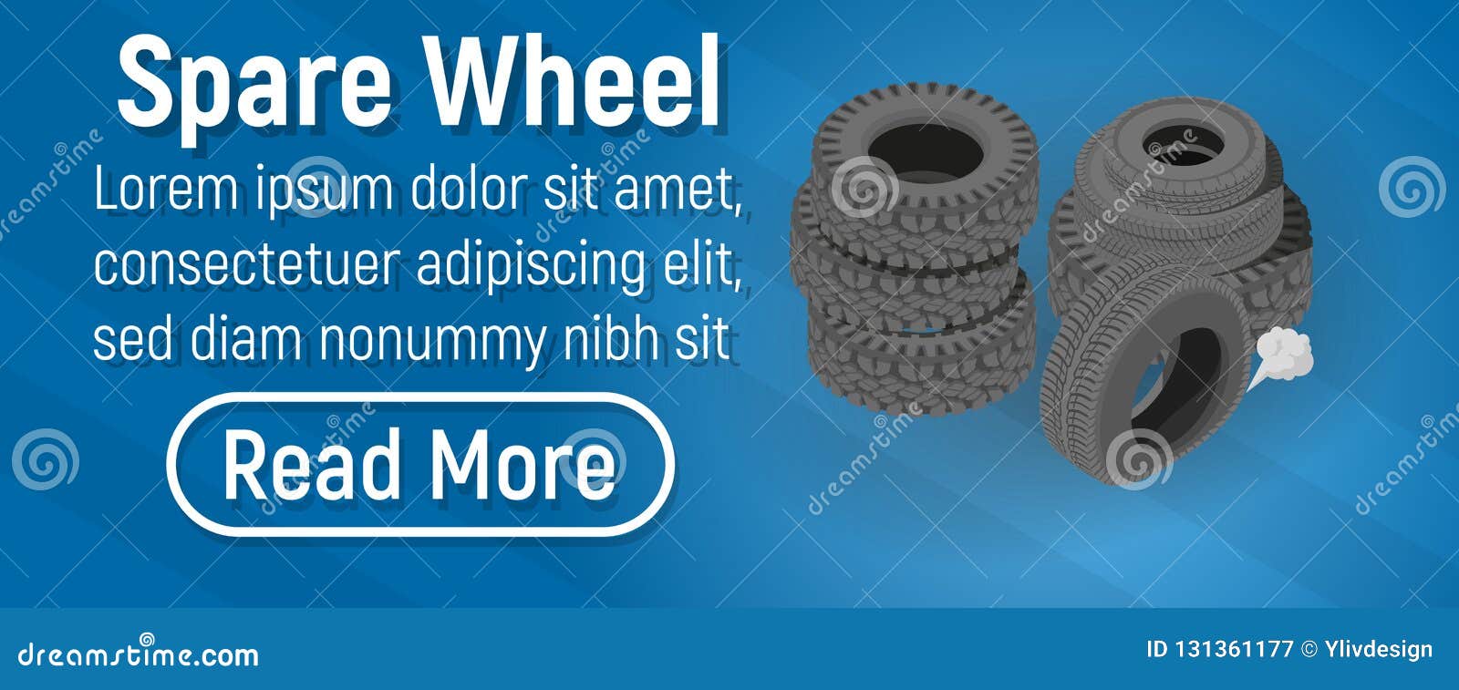 Spare Wheel Concept Banner, Isometric Style Stock Vector - Illustration ...