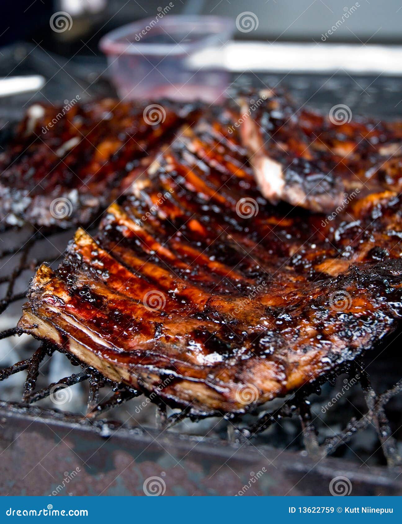 Spareribs on grill stock image. Image of food, mopped - 13622759