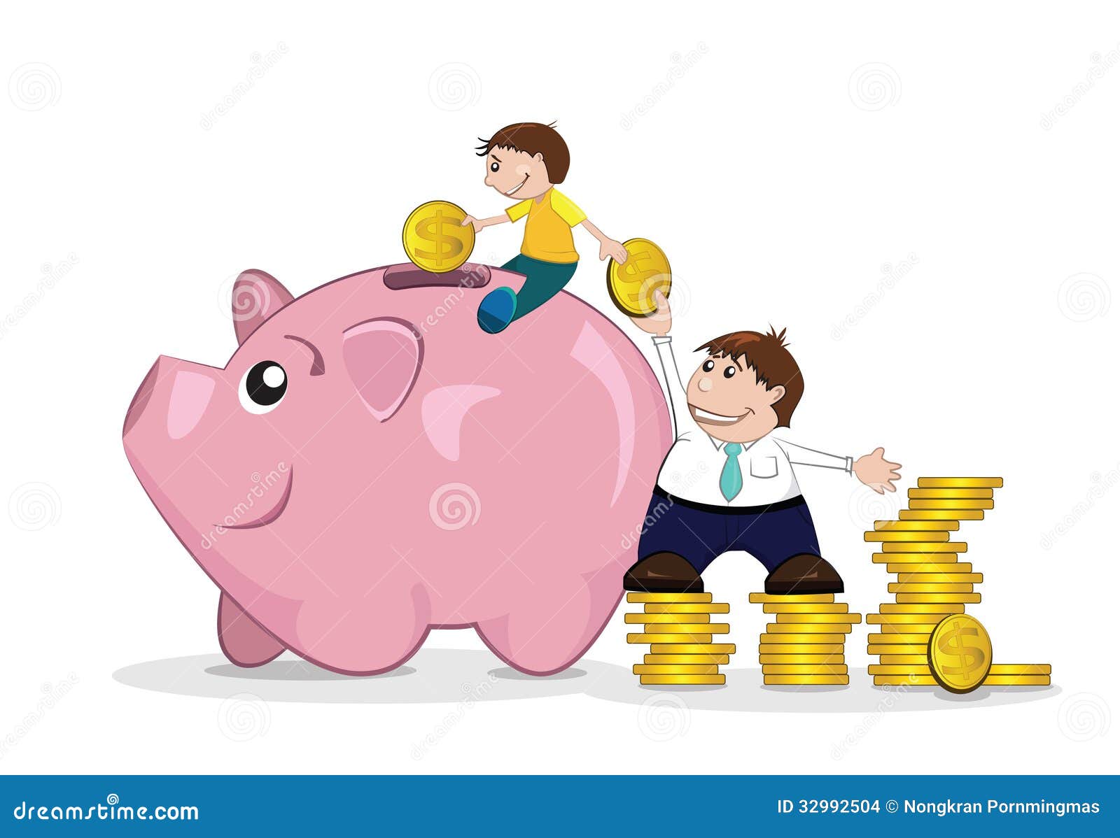 Spargris vektor illustrationer. Illustration av investering - 32992504