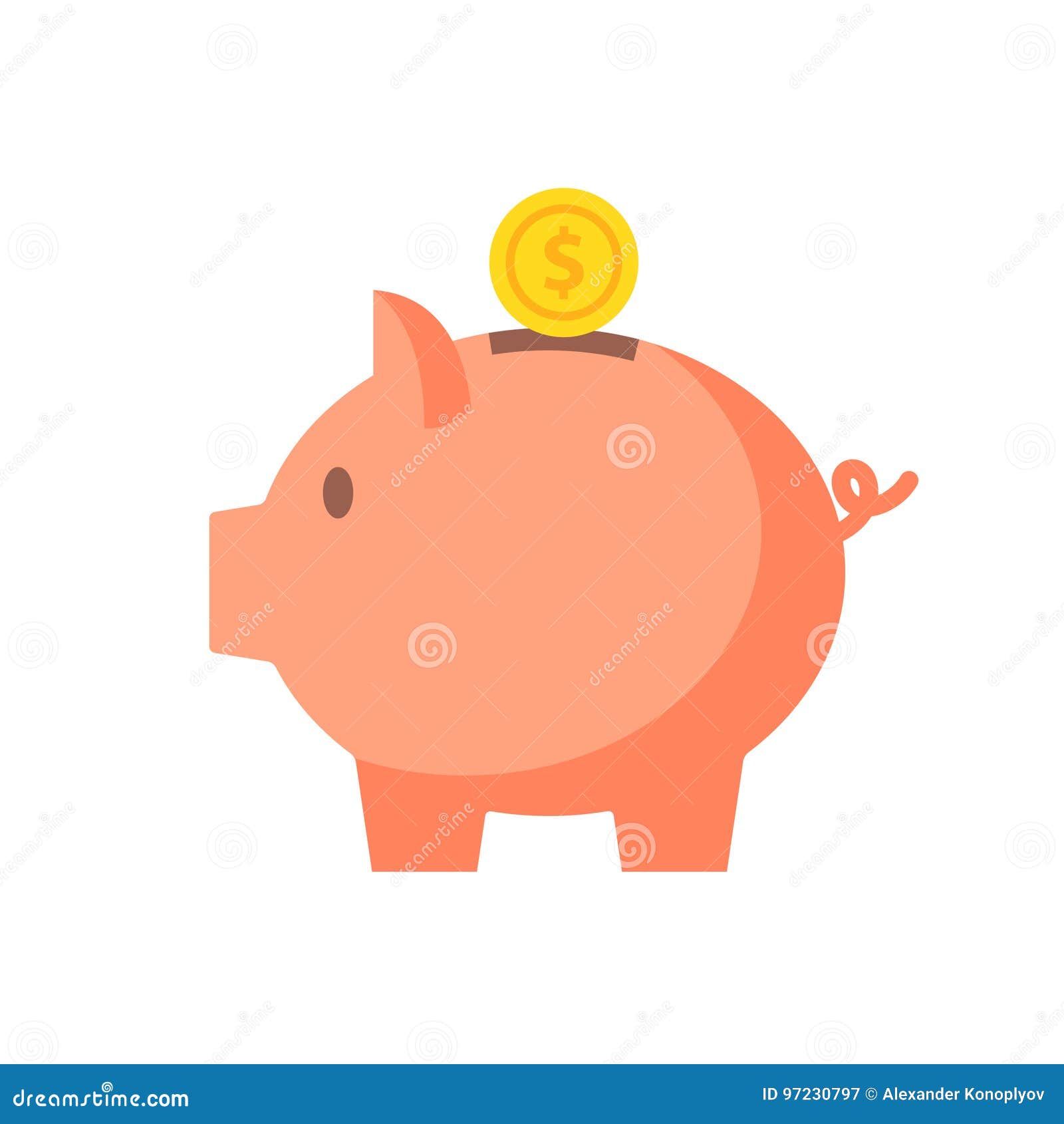 Spargris Med Myntvektorillustrationen I Plan Stil Vektor Illustrationer ...