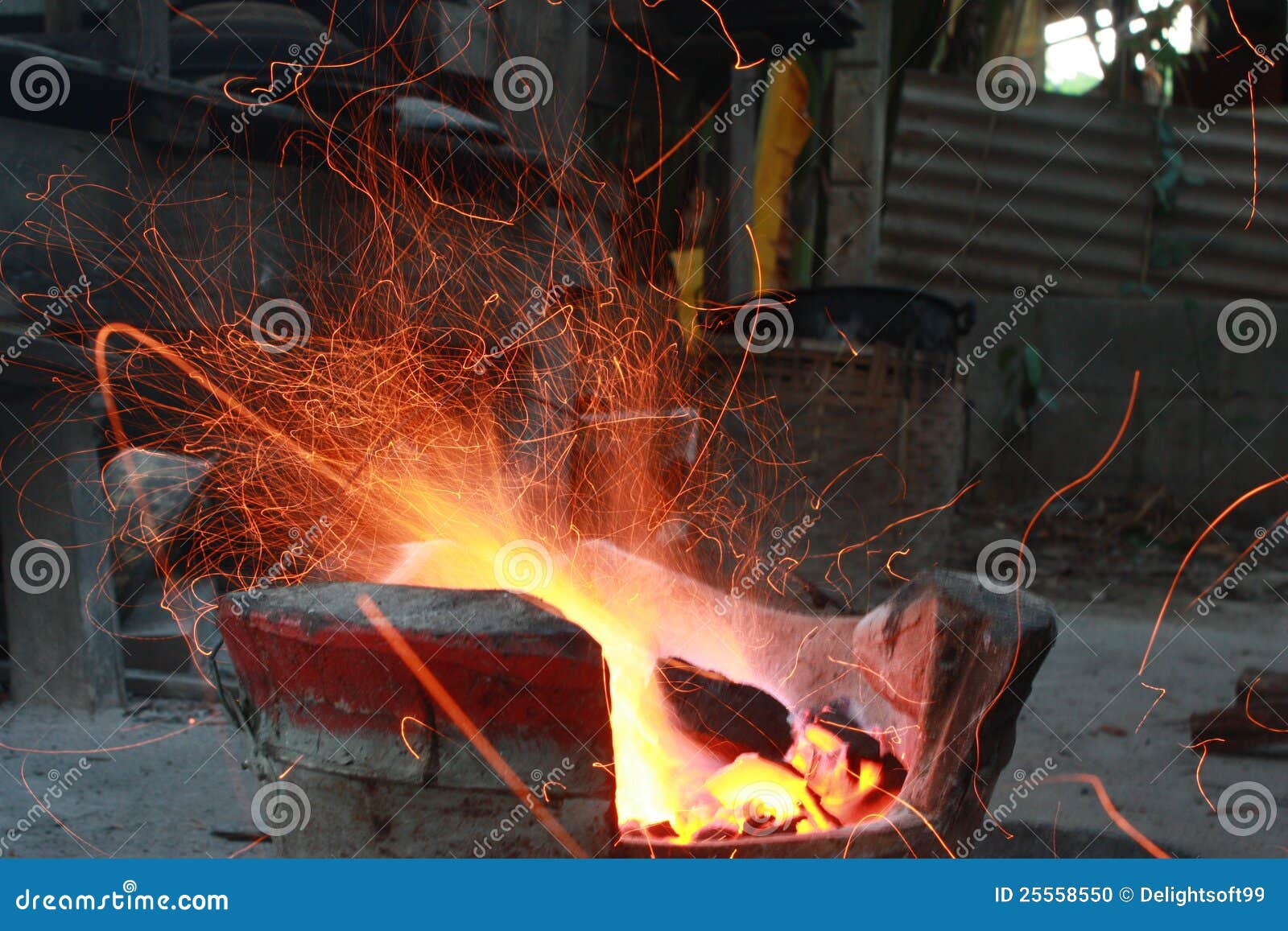 Spark Fire stock photo. Image of campfire, fire, night - 25558550