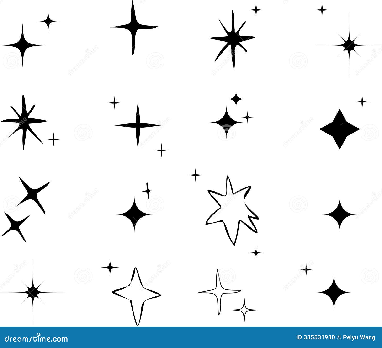 SPARK LIGHT Star Icons Collection Hand Drawing of Illustrated Stock ...