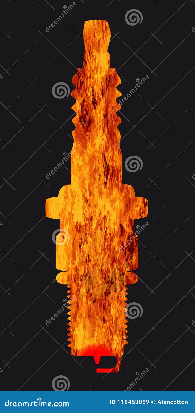 Spark Plug Fire Silhouette stock vector. Illustration of vector - 116453089