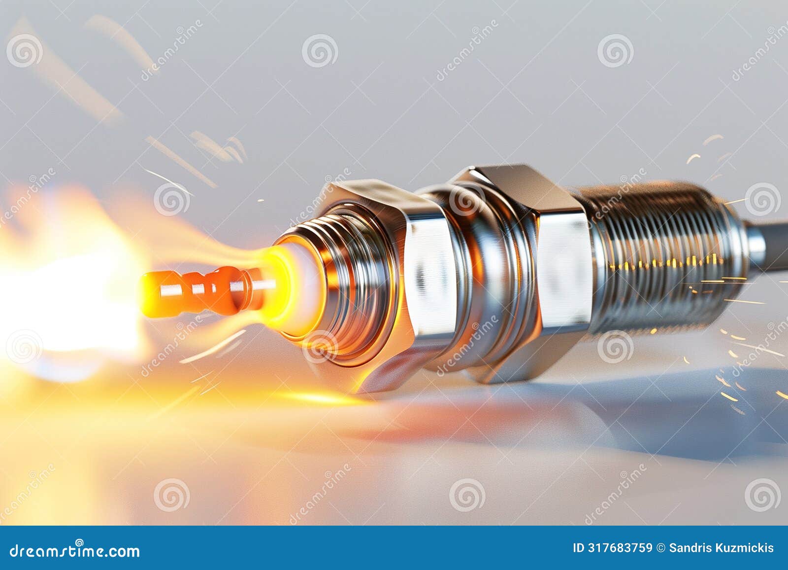 A Spark Plug Igniting on a White Background. Generative AI. Stock ...