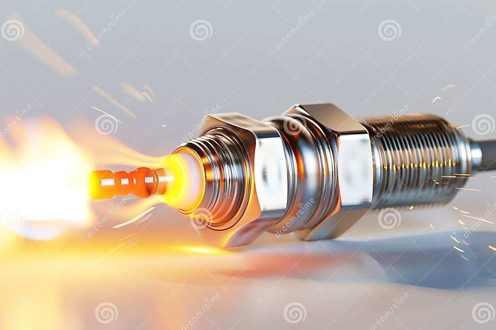 A Spark Plug Igniting on a White Background. Generative AI. Stock ...