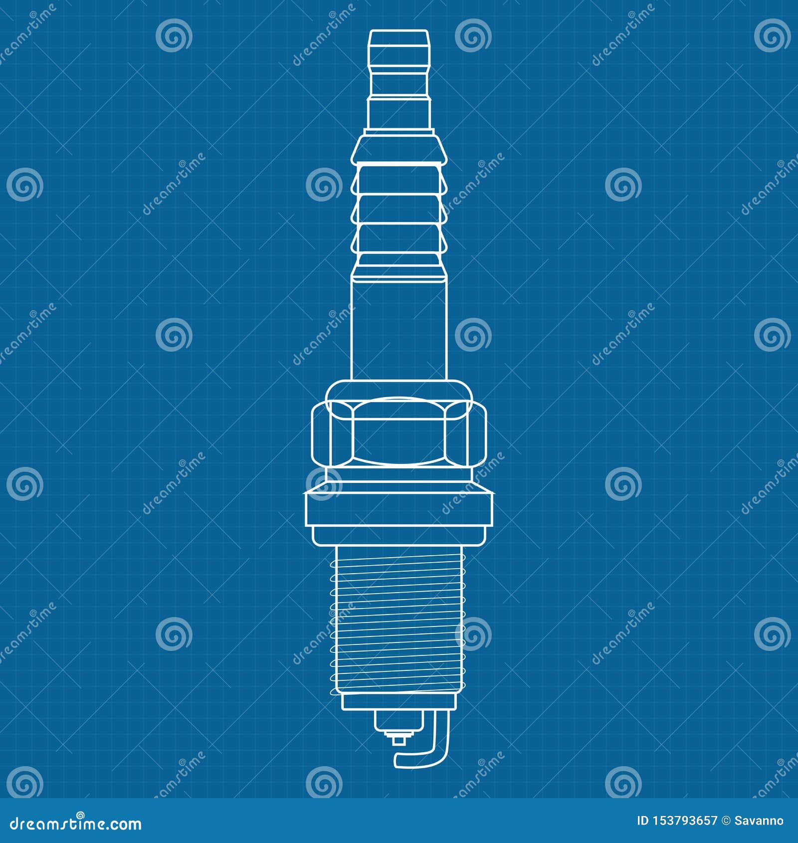 Spark Plug. Illustration on Blueprint Background Stock Vector ...