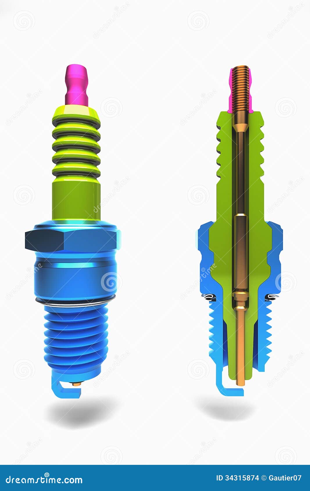 Spark plug section stock illustration. Illustration of green - 34315874
