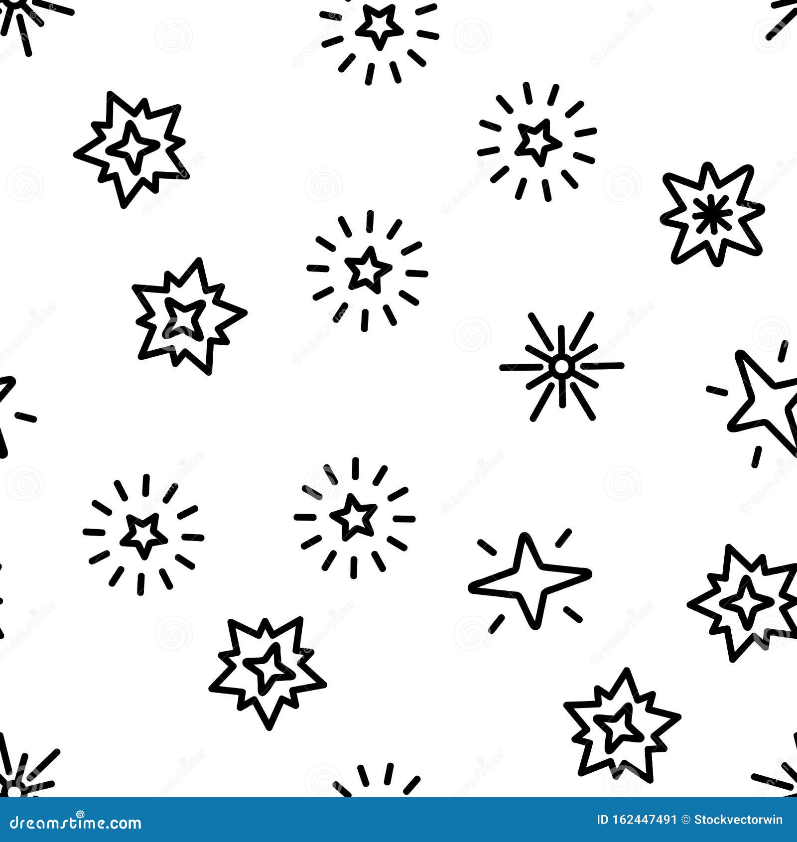 Spark and Sparkle Star Vector Seamless Pattern Stock Vector ...